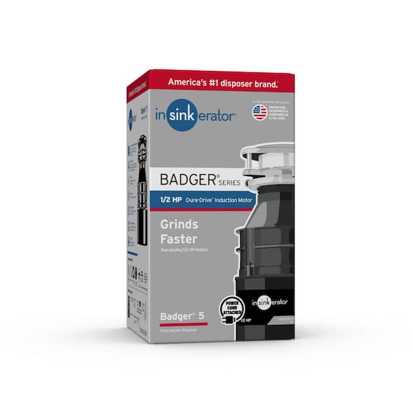 InSinkErator Badger 5, 1/2 HP Continuous Feed Kitchen Garbage Disposal ...