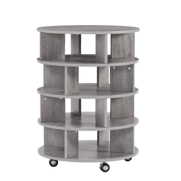 Gray Round Wooden Pushable Shoe Storage Cabinet Shoe Organizer on ...