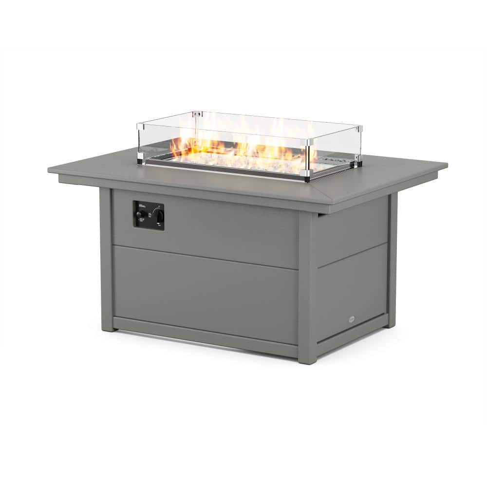 POLYWOOD Slate Grey Rectangle 34 in. x 46 in. HDPE Plastic Outdoor Fire ...