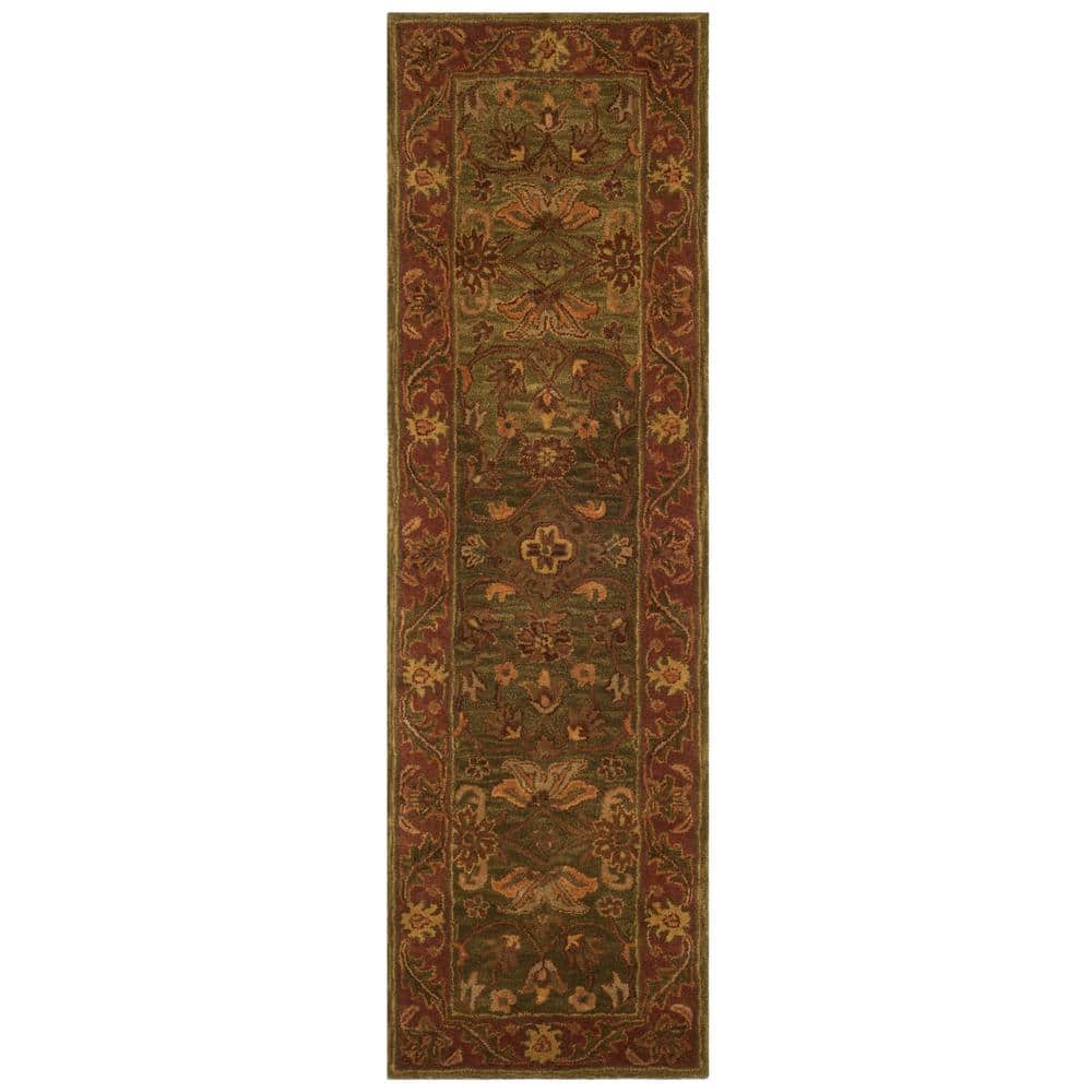 SAFAVIEH Golden Jaipur Green/Rust 2 ft. x 8 ft. Border Runner Rug ...