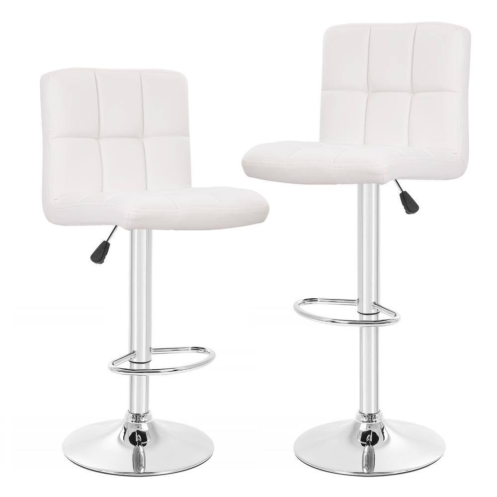Furniture of America Reiner 37 in. White Low Back Swivel Metal Bar ...