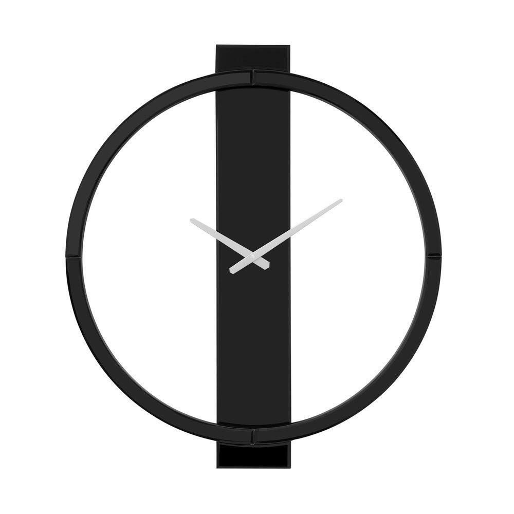 THKSHOUZ Black Analog Round Glass Mirror Wall Clock SF-MC126BK - The ...