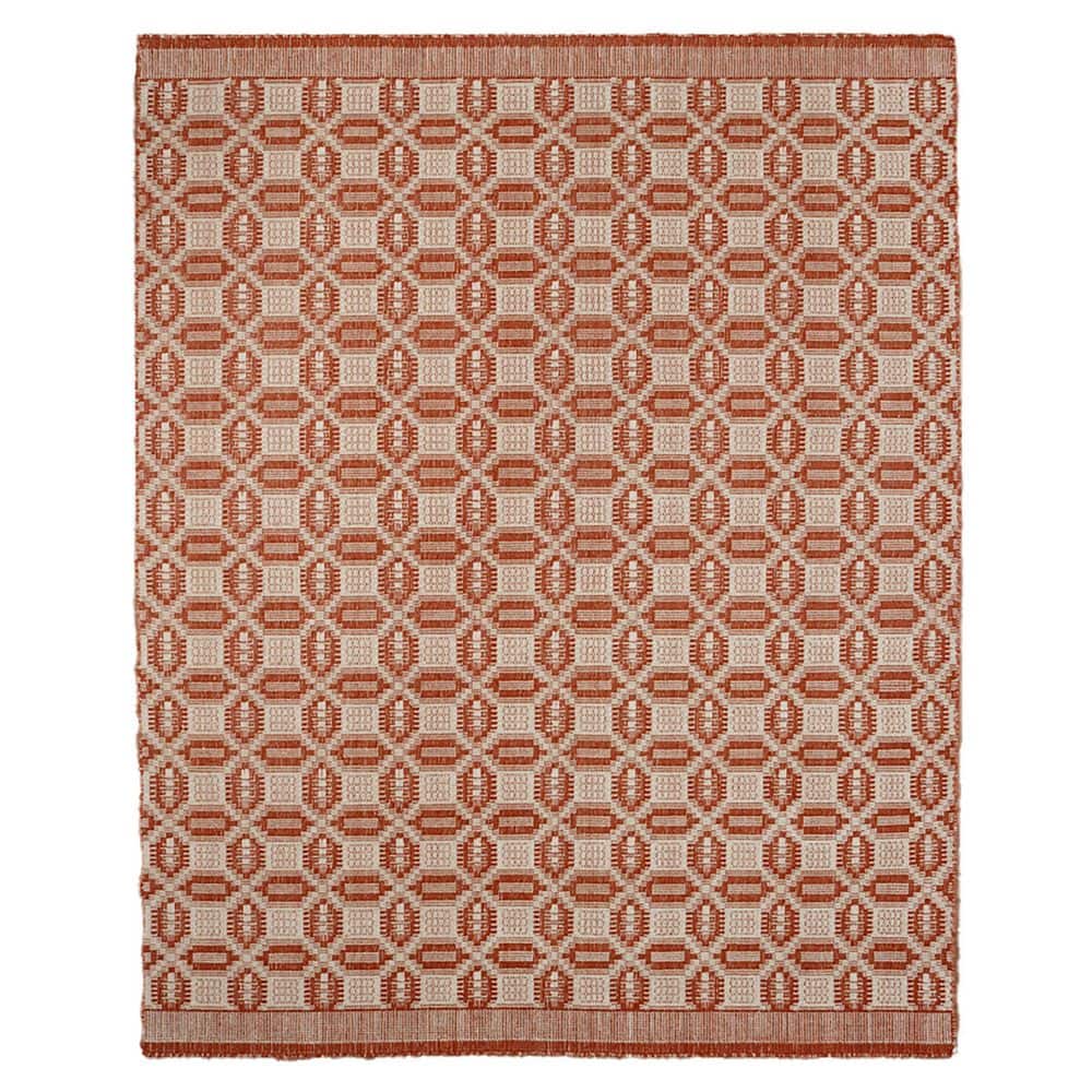 NUSTORY Rust 7 ft. x 9 ft. ft. Geometric Area Rug 64872 - The Home Depot