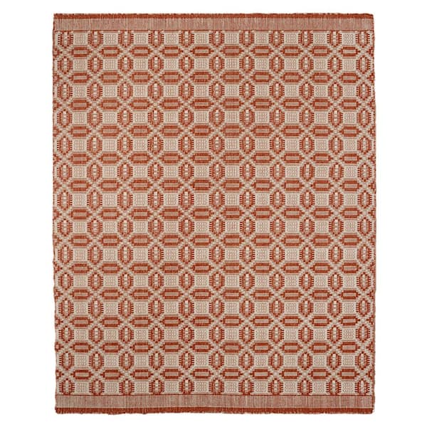 NUSTORY Rust 7 ft. x 9 ft. ft. Geometric Area Rug 64872 - The Home Depot