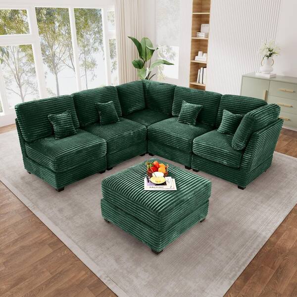 Noble House Vita Modern Minimalist 123.2 in. Corduroy Upholstered ...
