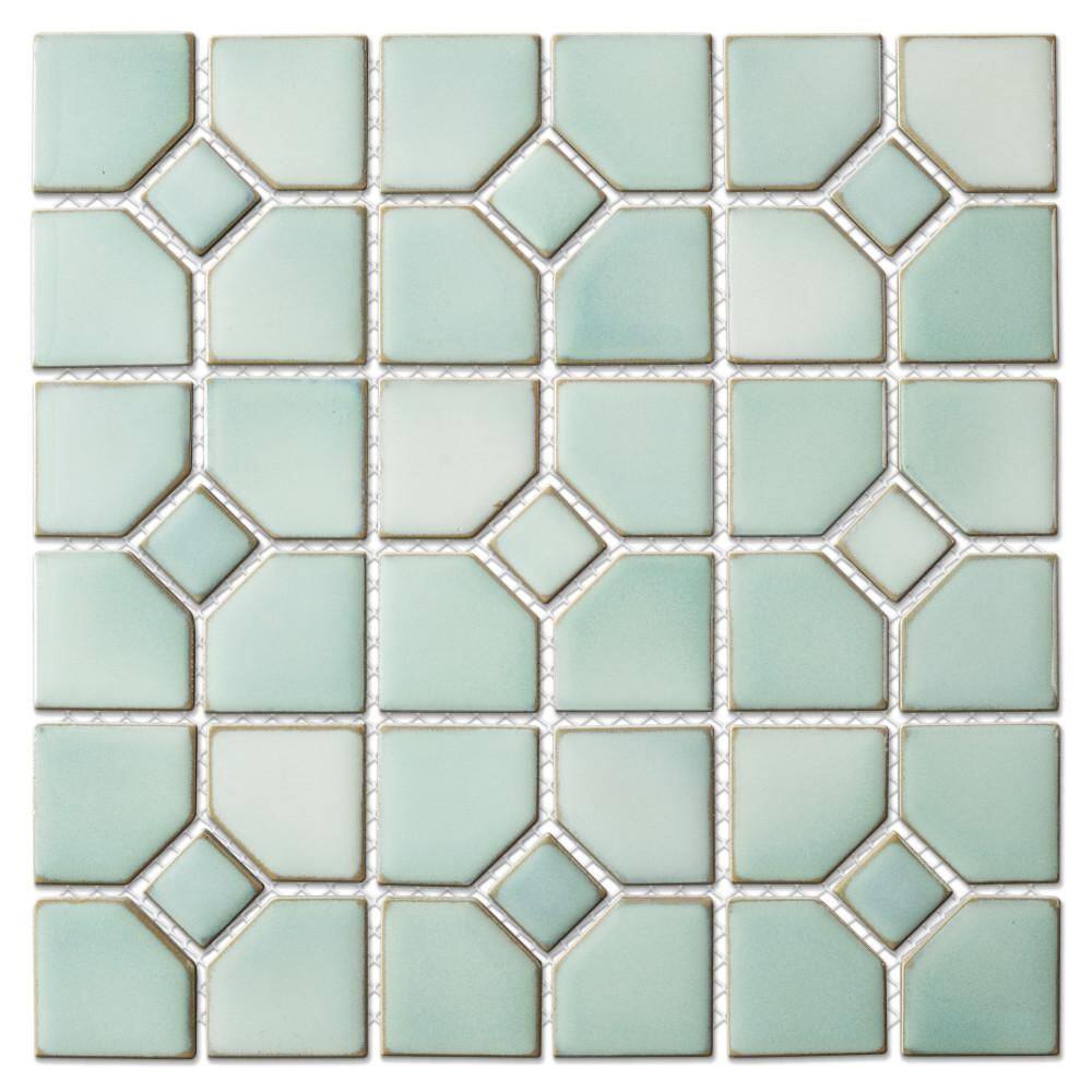 Merola Tile Hudson Oxford Mint Green 6 in. x 6 in. Porcelain Mosaic ...
