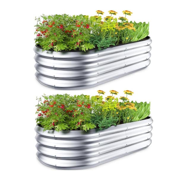 Primehome 6x3x1 ft.Raised Planter Box Galvanized Steel Garden Bed ...