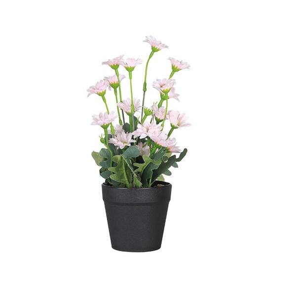 Oumilen 9 in. White Indoor Artificial Wildflowers Daisies in Black Pot ...