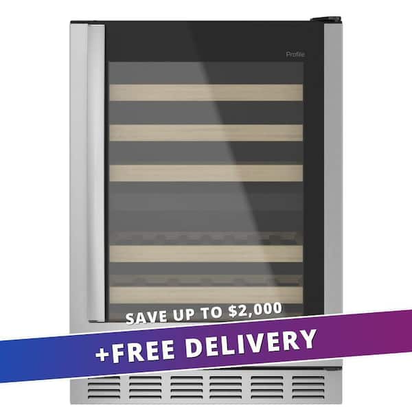 GE Profile 23.5 in. 44-Bottle Wine Beverage Cooler in Stainless Steel ...