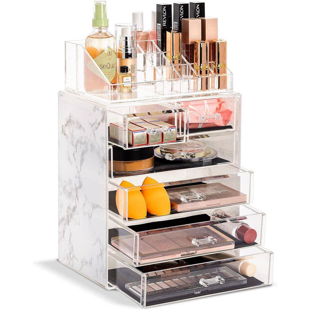 Marble Print 9.5 in. x 14.2 in. Acrylic Plastic Decorative Box (Set of ...