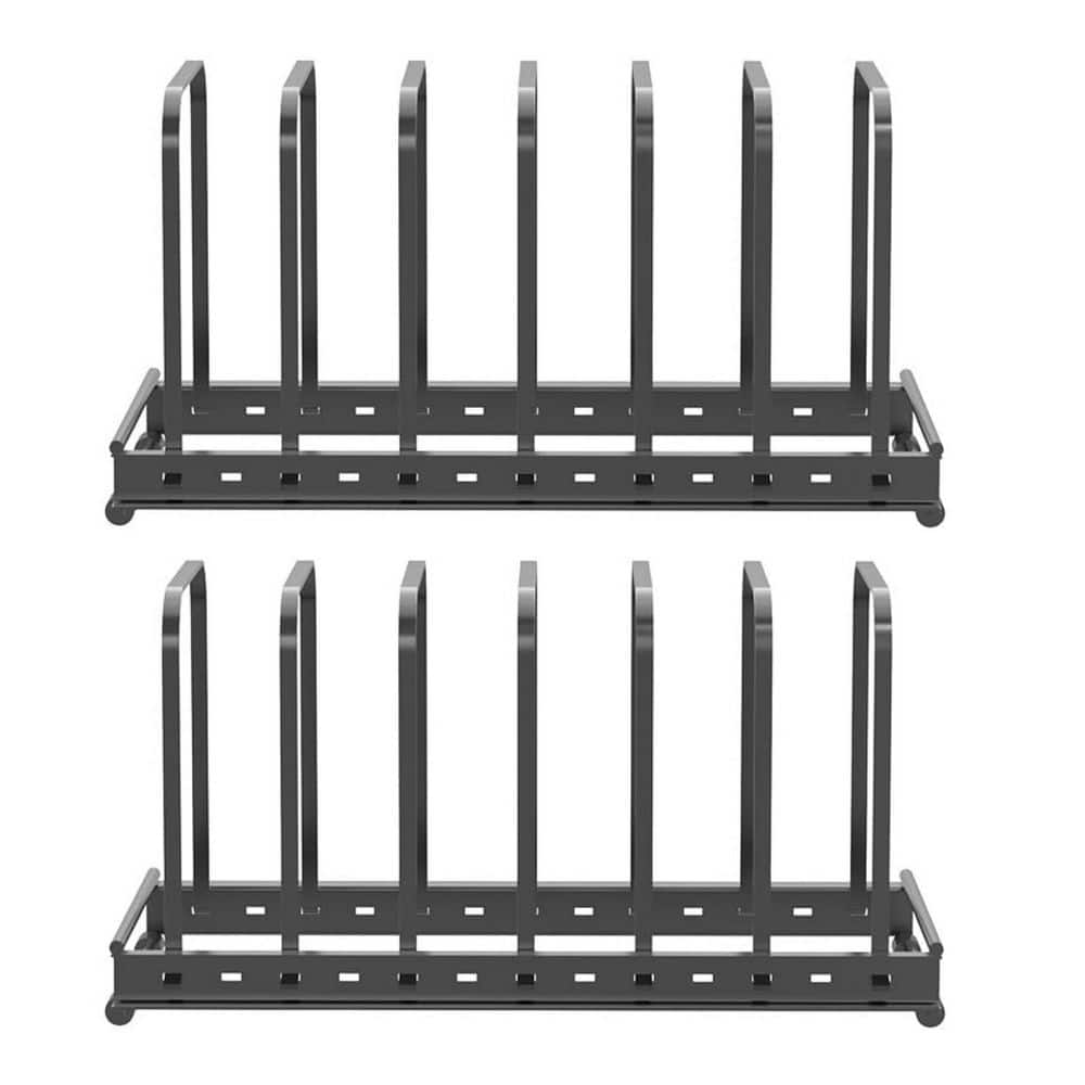 Wudkey 2-Pack Adjustable Bakeware Organizer Rack, Black Standing Pot ...