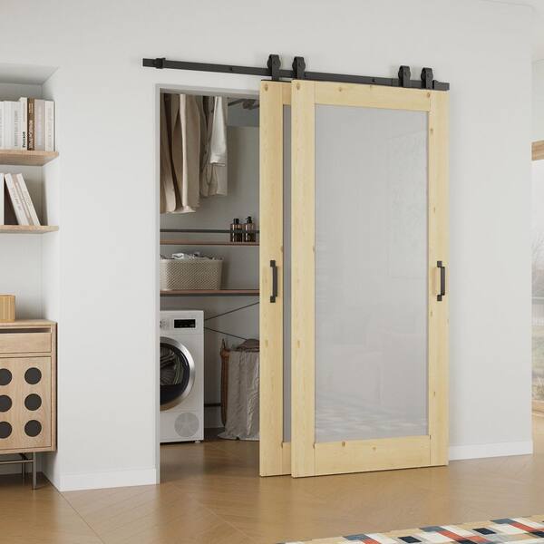 ARK DESIGN 24 in. x 80 in. 3-Lite Tempered Frosted Glass Unfinished ...