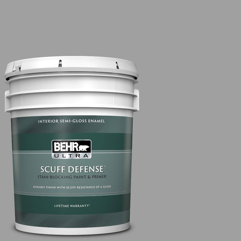 BEHR ULTRA 5 gal. #PPU26-06 Elemental Gray Extra Durable Semi-Gloss ...