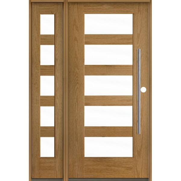 Krosswood Doors Modern Faux Pivot 50 in. x 79 in. 5-Lite Left-Hand ...