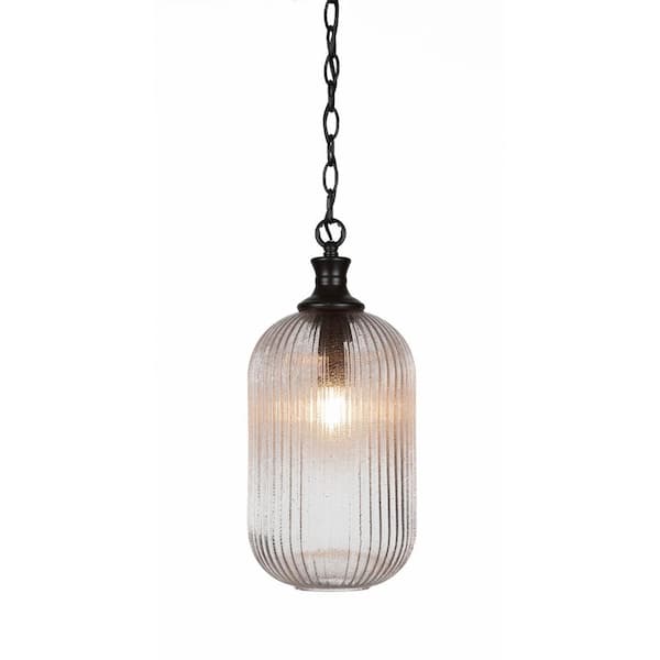 Orleans 60-Watt 1-Light Matte Black Shaded Mini Pendant Light with ...