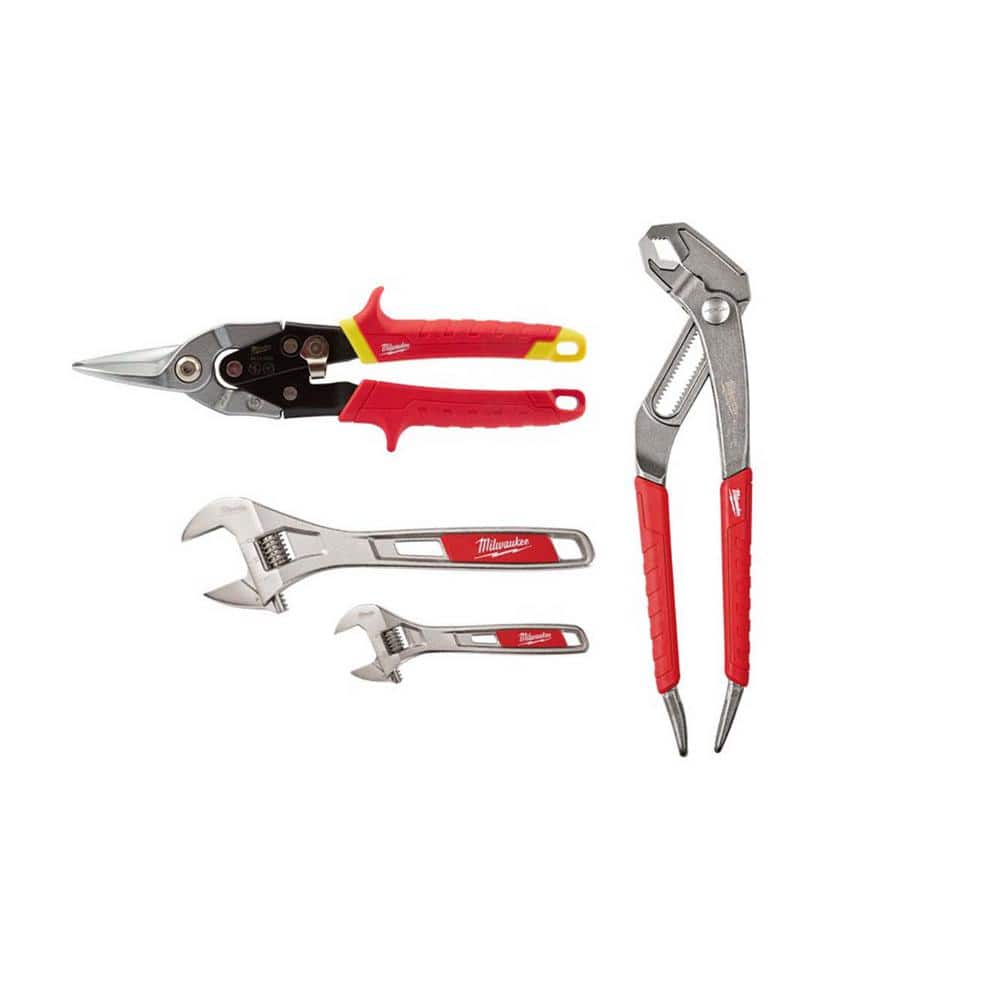 Milwaukee 6 in. and 10 in. Adjustable Wrenches, 10 in. V-Jaw Pliers ...