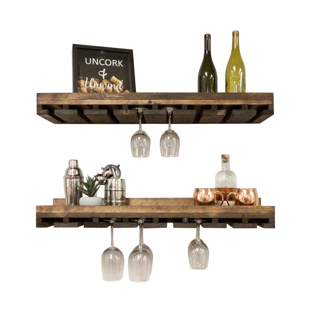 Intrinsic Haven Rustic Luxe 0-Bottle 36 in. Dark Brown Pine Wood ...
