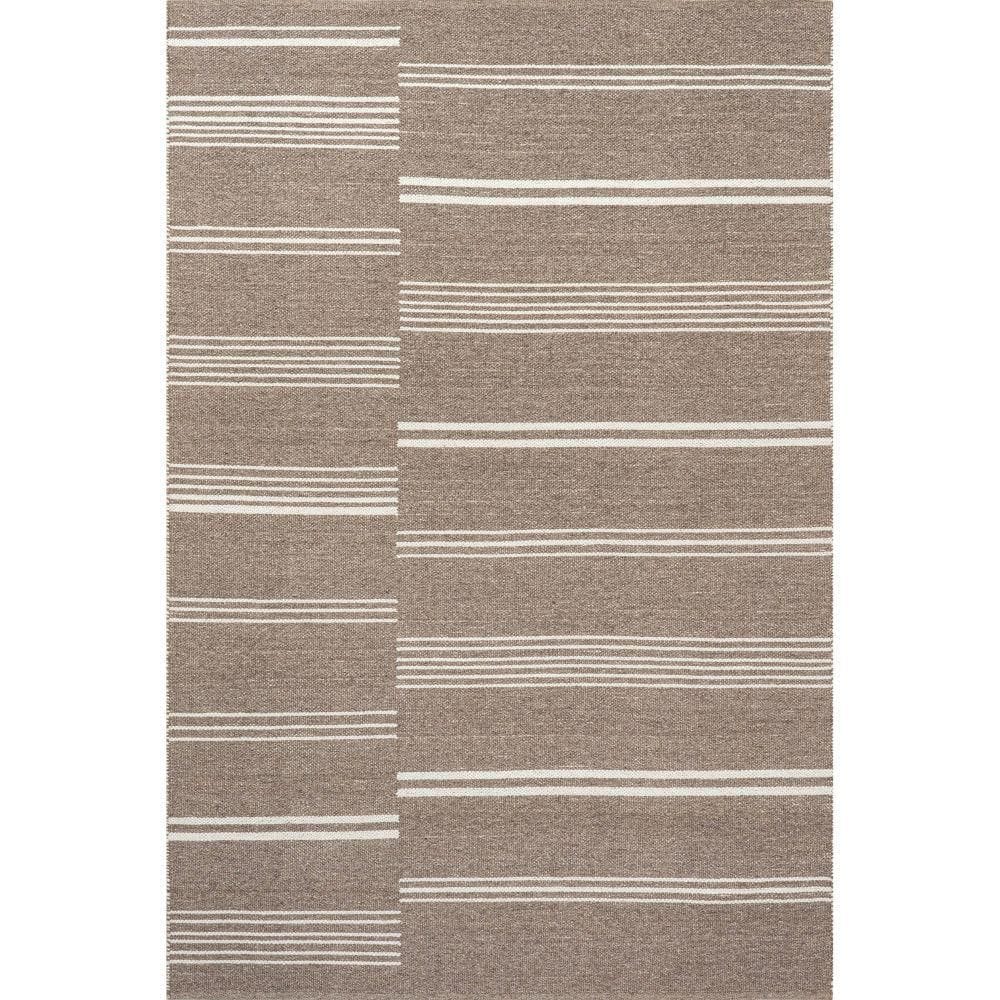 RUGS USA Birchwood Reversible Striped Wool Dark Beige 8 ft. x 10 ft ...