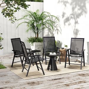 Jushua 4-Piece Outdoor Folding Patio Chairs, Stackable Outdoor Sling ...