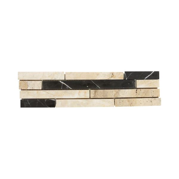 Jeffrey Court Midnight Pearl 3 in. x 12 in. Travertine Marble Accent ...