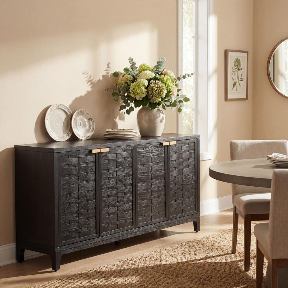 CHRISTOPHER KNIGHT HOME Genlor Modern Black Wood 4-Door Buffet ...