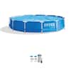 Intex 12 ft. Round x 30 in. D Metal Frame Above Ground Pool with 530 ...
