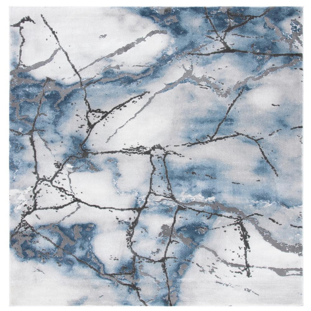 SAFAVIEH Craft Gray/Blue 12 ft. x 12 ft. Distressed Abstract Square ...