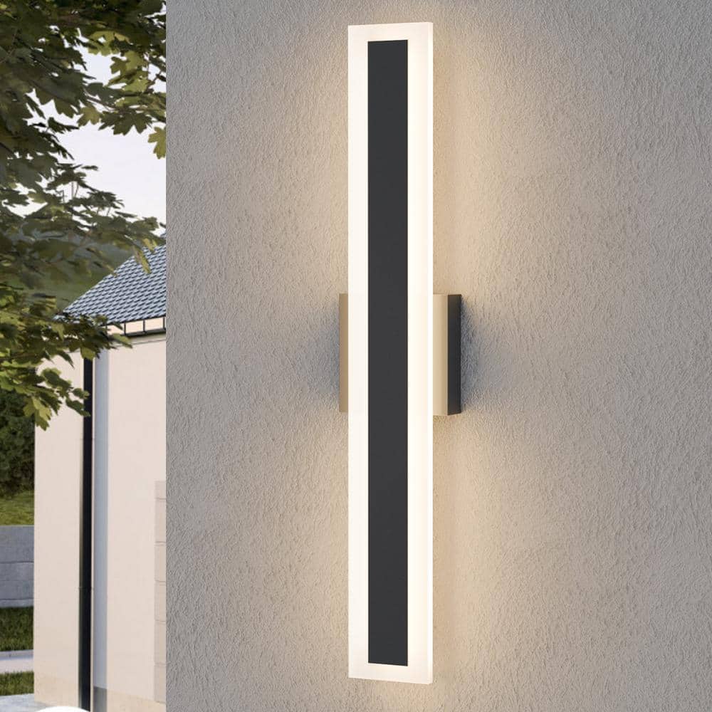 LamQee 23.6 in. 1-Light Black Modern Linear Integrated LED Indoor ...