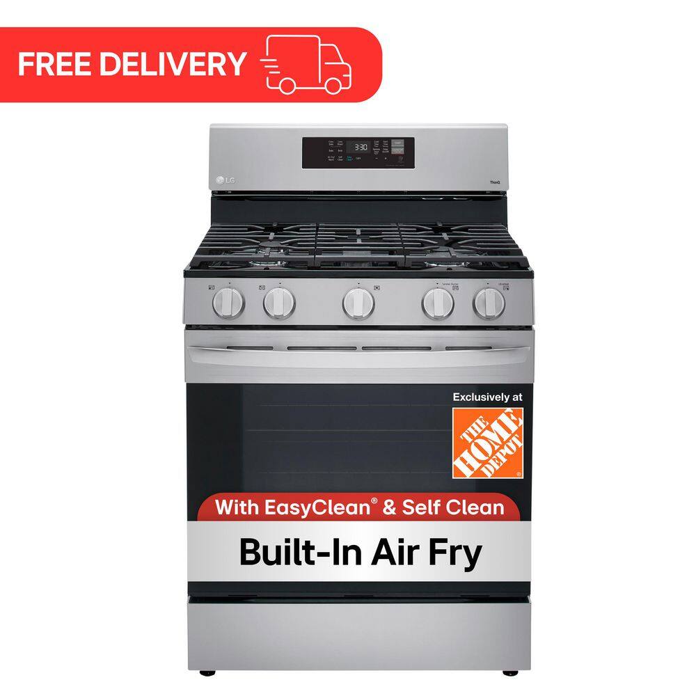 LG 5.8 cu. ft. Smart Wi-Fi Enabled Fan Convection Gas Single Oven Range ...