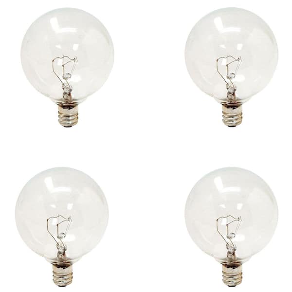 GE 40-Watt Incandescent G16.5 Globe Candelabra Base Clear Light Bulb (4 ...