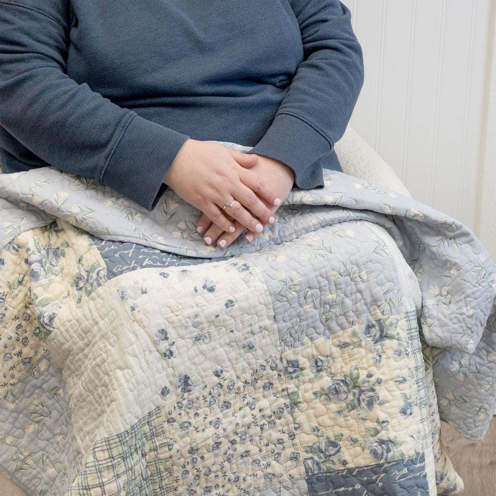 Reviews for DONNA SHARP Blue Pastures Blue and White Cotton Lap Quilt ...