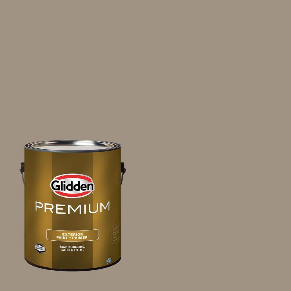 Glidden Premium 1 gal. PPG1023-5 Stone Gray Flat Exterior Latex Paint ...
