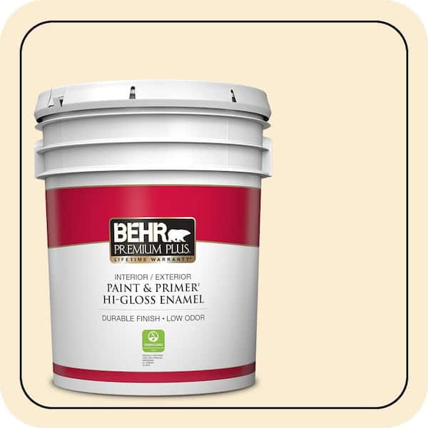 BEHR PREMIUM PLUS 5 gal. #ICC-40 Antique Ivory Hi-Gloss Enamel Interior ...