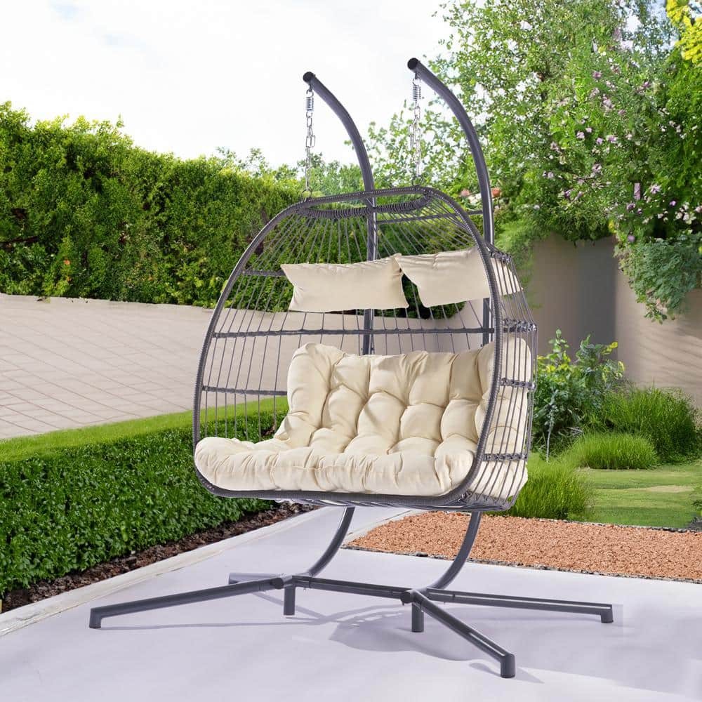 Reviews for BFB Patio Swing X-Large Wicker 2-Person Hanging Egg Swing ...