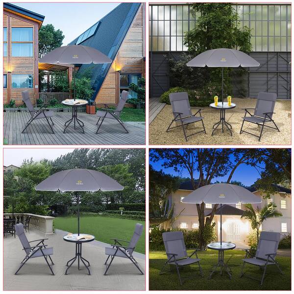 Grey patio set with parasol store
