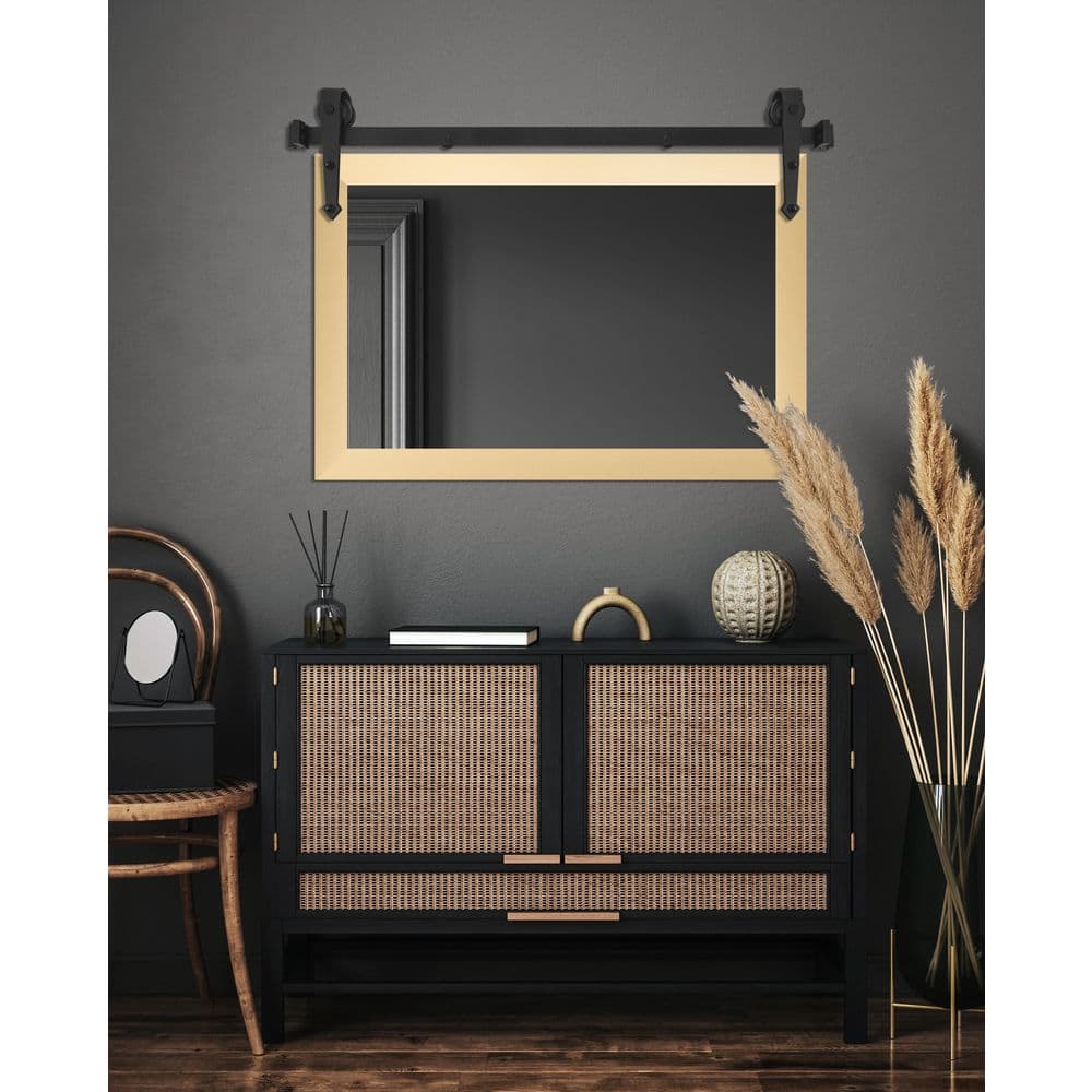 Rayne Mirrors (54 in. W x 33 in. H) Gold Modern Rustic Mirror with ...