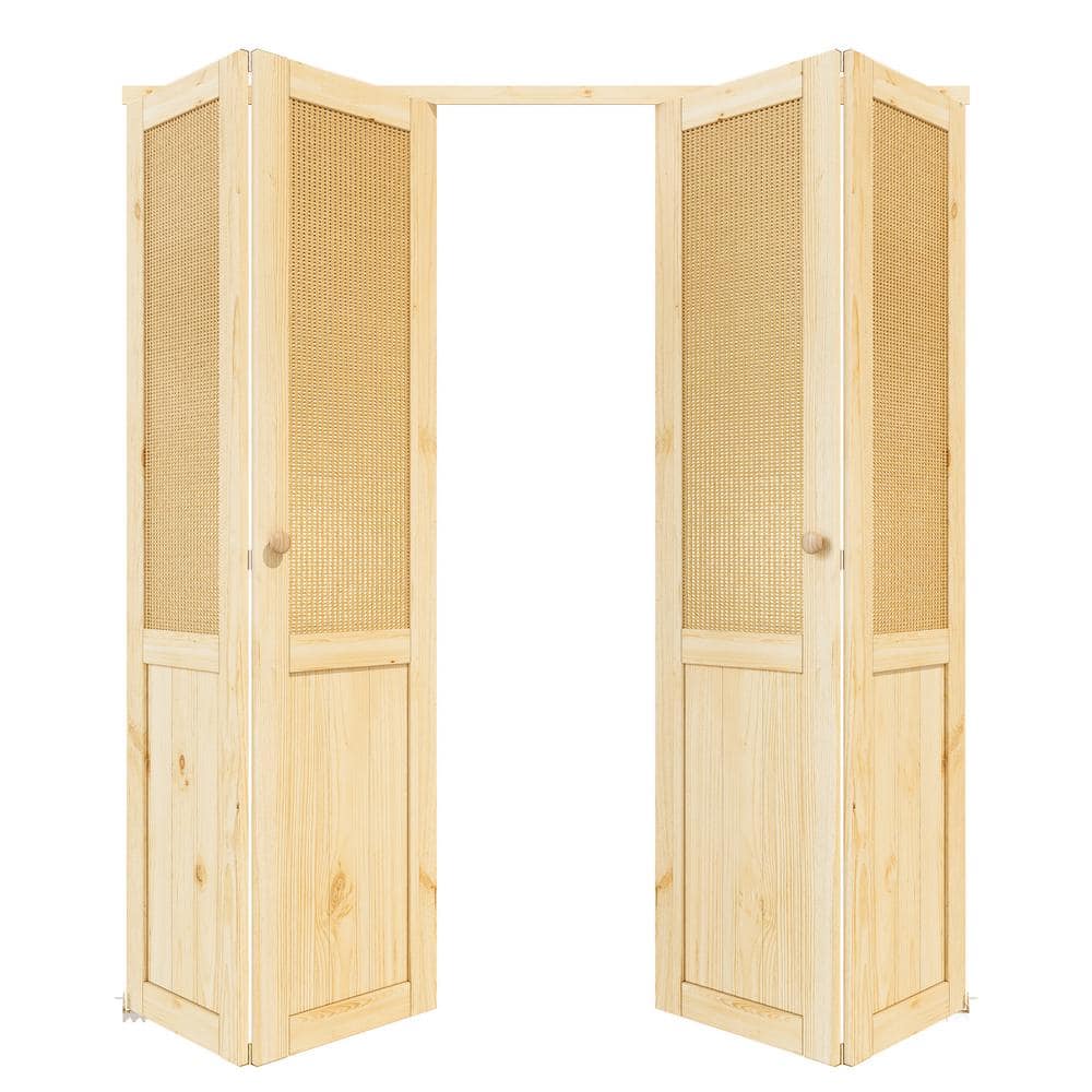 ARK DESIGN 72 in. x 80 in. Half Paneled Solid Core Unfinished Pine Wood ...