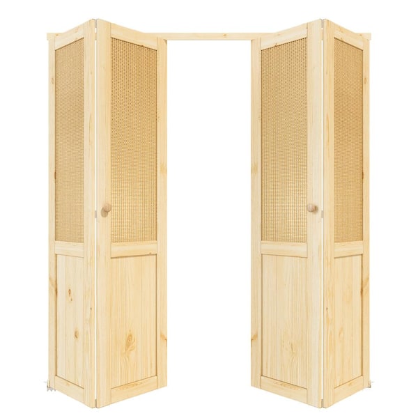 ARK DESIGN 72 in. x 80 in. Half Paneled Solid Core Unfinished Pine Wood ...