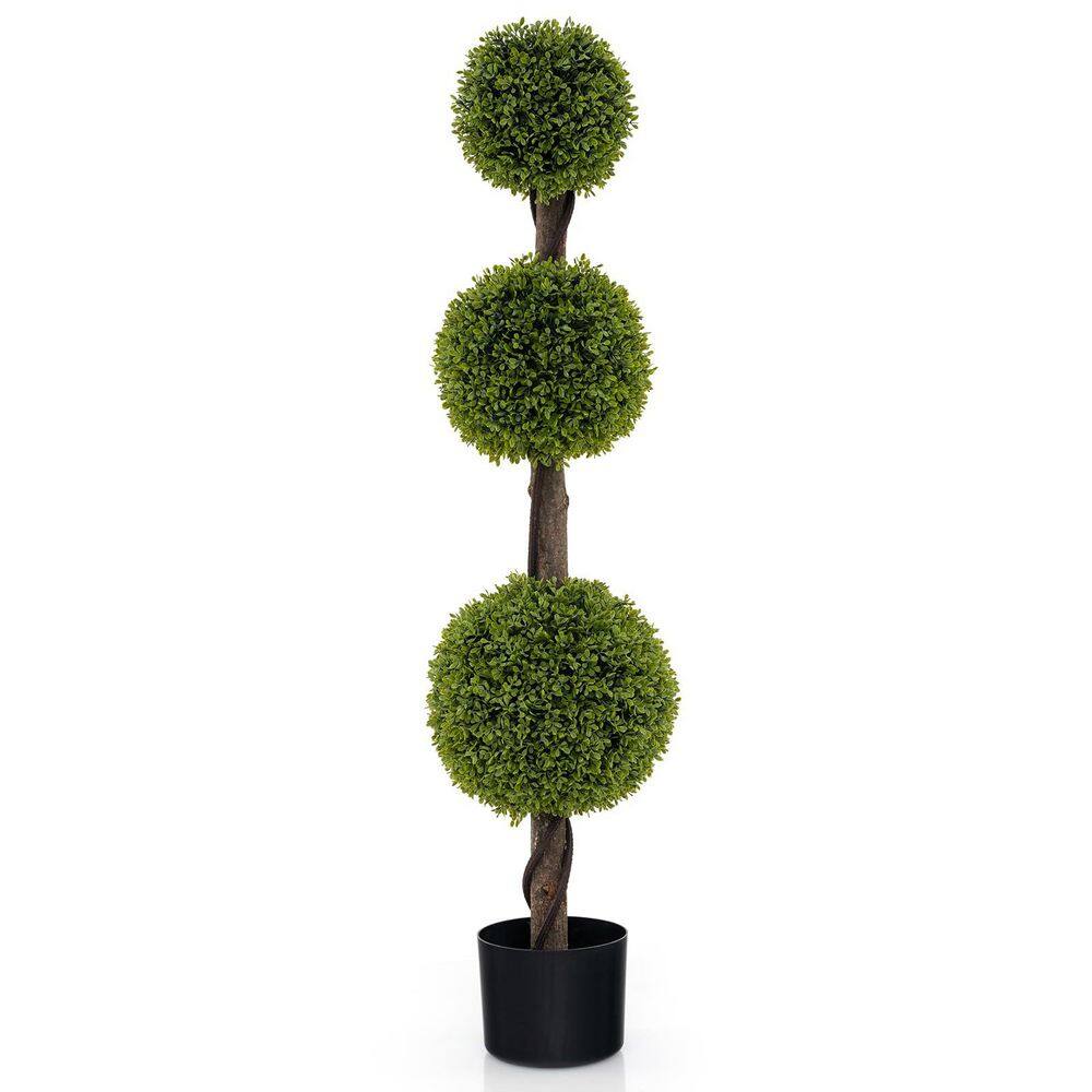 Mecale 4 ft. Artificial Boxwood Topiary Ball Tree with Lush PE leaves ...