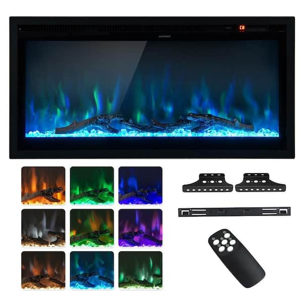 Northwest 36 in. Wall Mounted LED Fire and Ice Electric Fireplace with ...