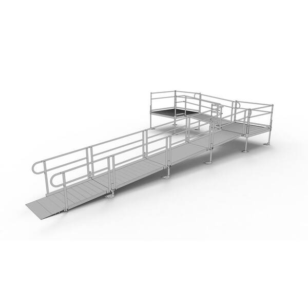 EZ-ACCESS PATHWAY 28 ft. L-Shaped Aluminum Wheelchair Ramp Kit with ...