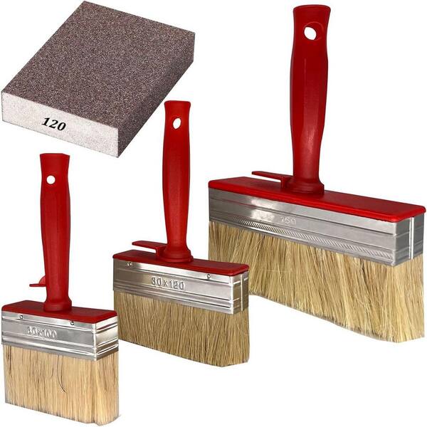 KIWDZFU 4-Pcs Deck Stain Brush Set for Wood Deck Fence Furniture Walls ...
