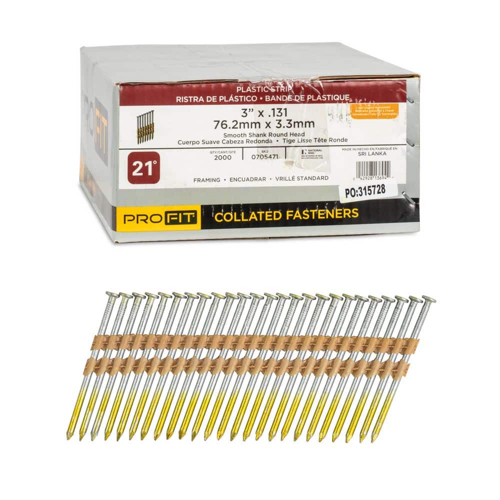 PRO-FIT 3 in. x 0.131 21° Hot Dipped Galvanized Smooth Shank Plastic ...
