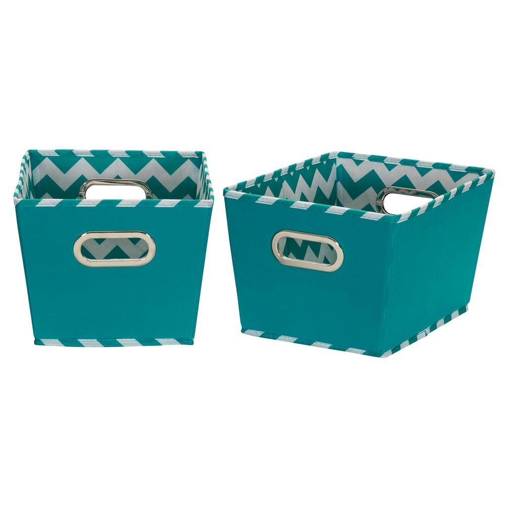 HOUSEHOLD ESSENTIALS 2-Gal. Storage Bin in Aqua and Chevron (2-Pack) 70 ...