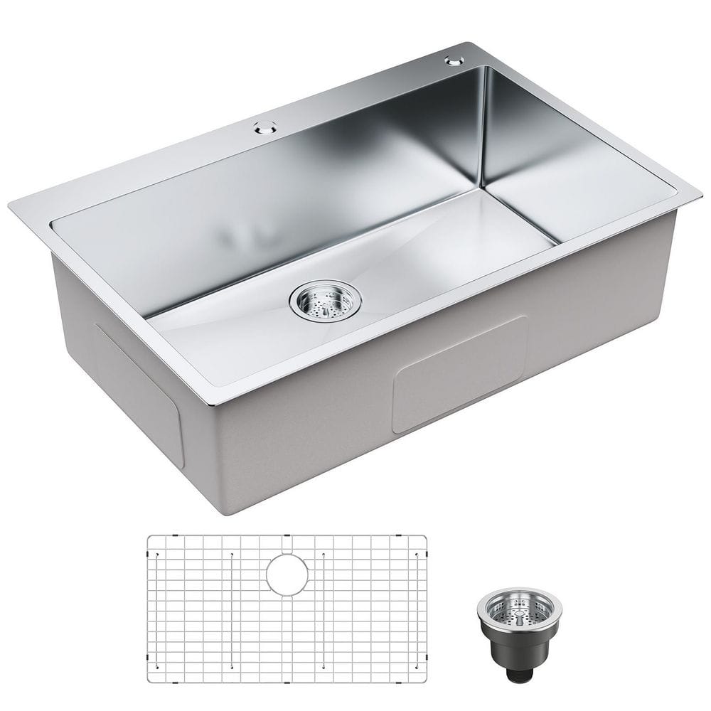 SKYSHALO Kitchen Sink, SU304 Stainless Steel 33 in. L Drop-In Sinks ...