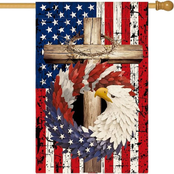 Cubilan Patriotic Stars and Stripes Eagle Wreath House Flag 28 x 40 in ...