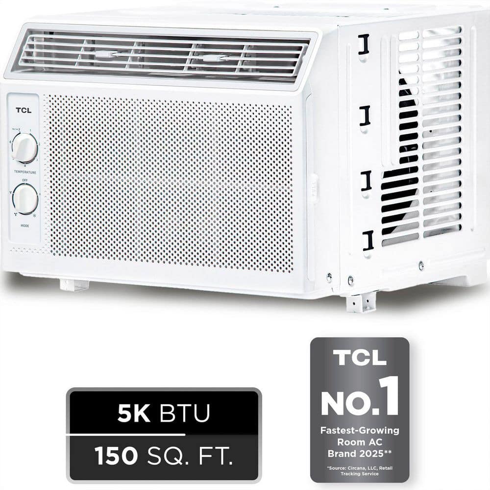 TCL 5,000 BTU (DOE) Mechanical Window Air Conditioner Cools 150 sq. ft ...