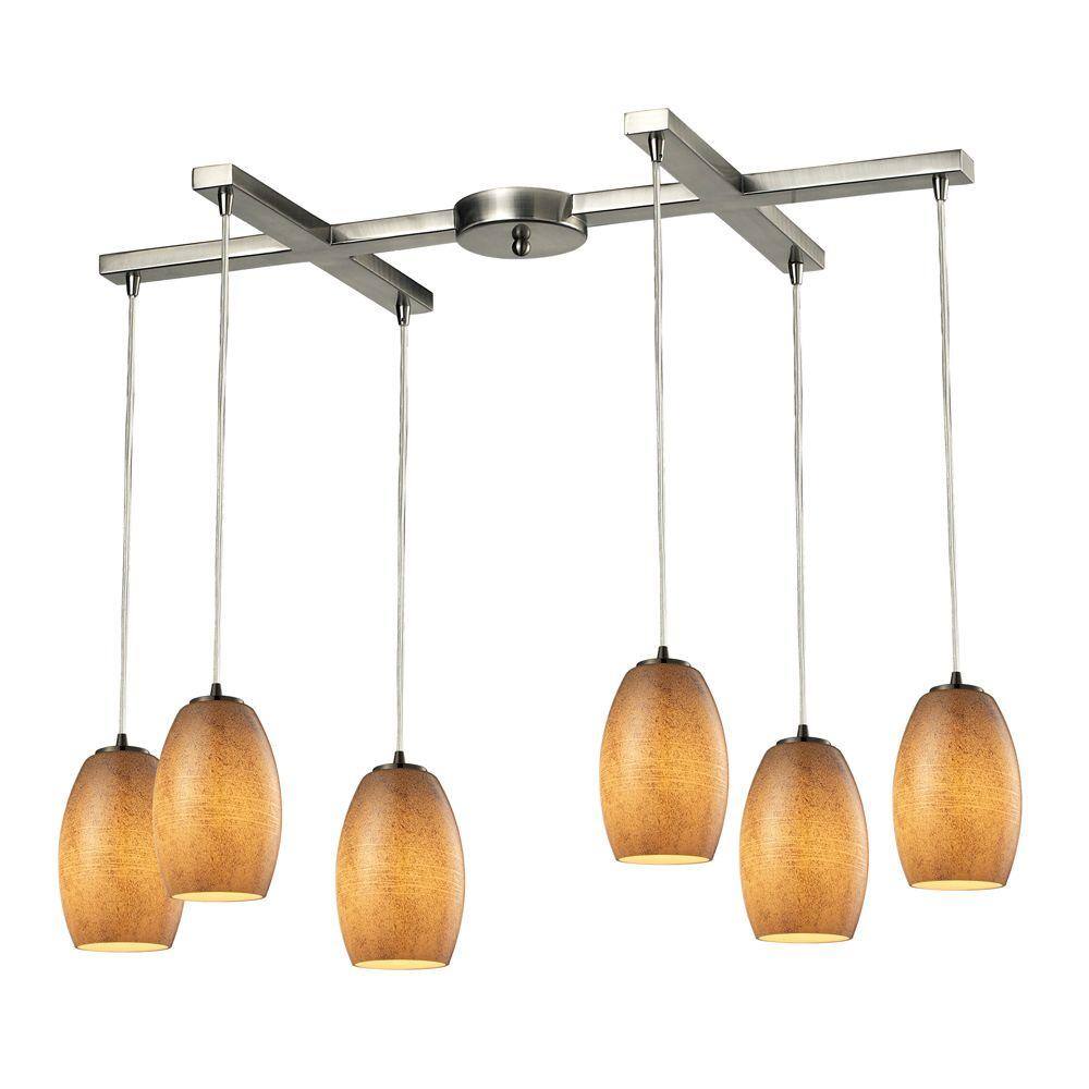 Titan Lighting Copley Pond Collection 6-Light Satin Nickel Mini Pendant ...