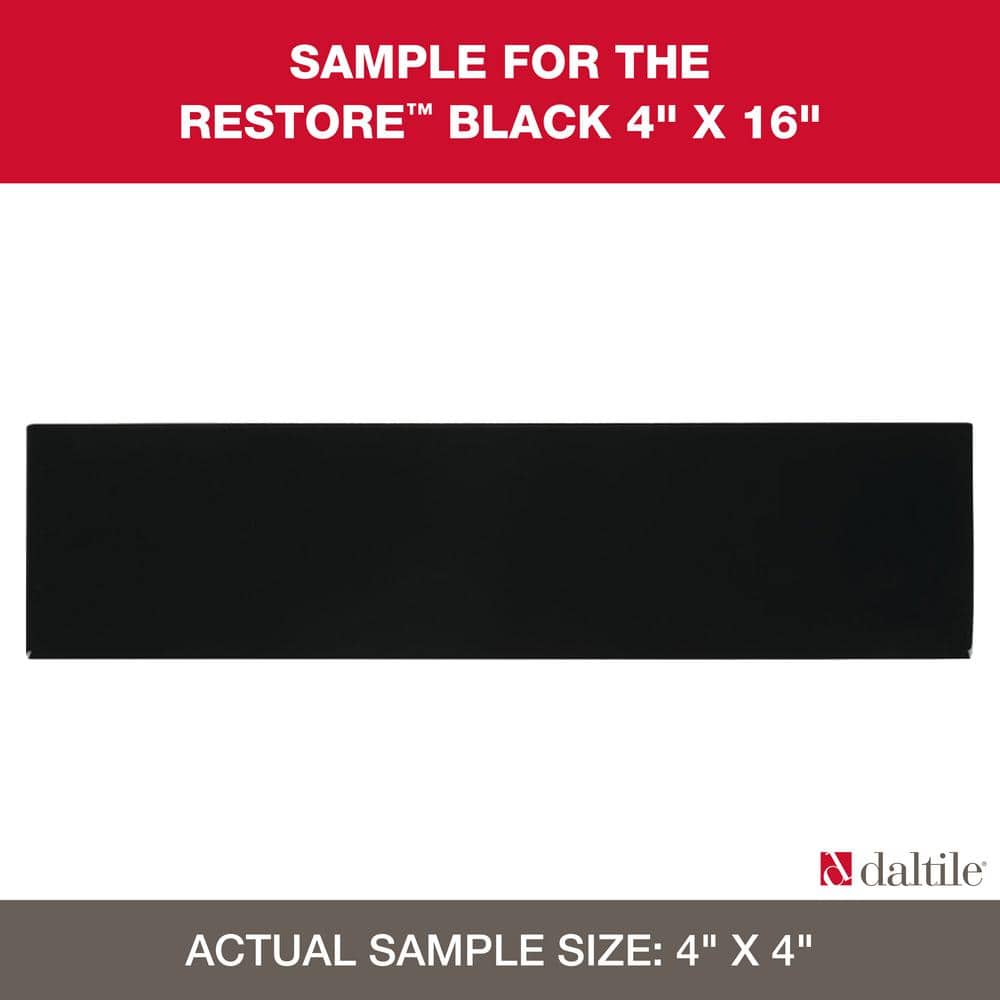 Daltile Restore Black 4 in. x 4 in. Glazed Ceramic Sample Tile ...