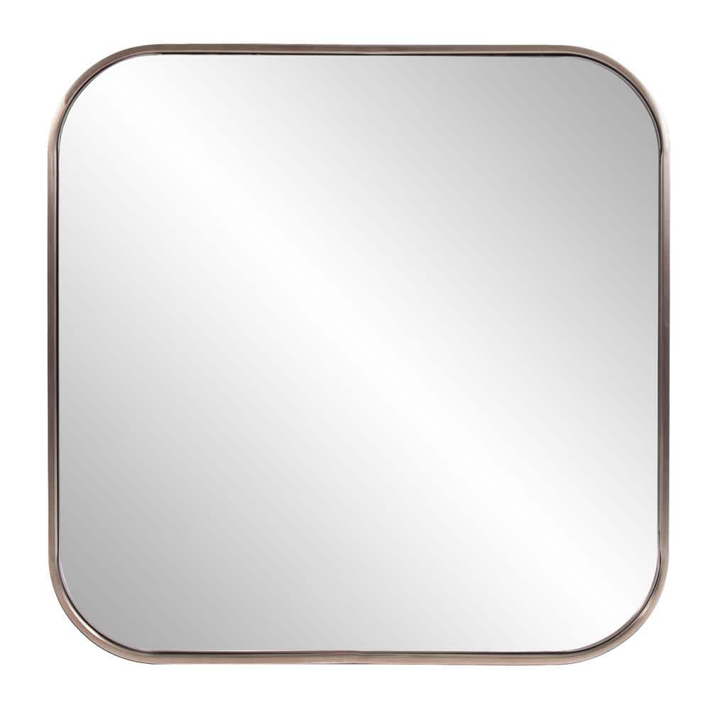 Marley Forrest Medium Square Brushed Brass Hooks Casual Mirror (30 in ...